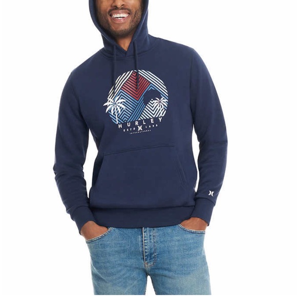 Hurley | Shirts | Hurley Mens Graphic Hoodie Blue | Poshmark